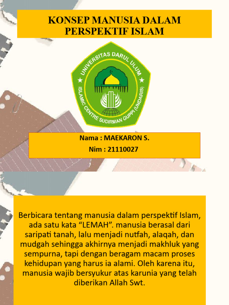 Maekaron S (Konsep Manusia Dalam Perspektif Islam) | PDF | Agama & Spiritualitas | Filsafat