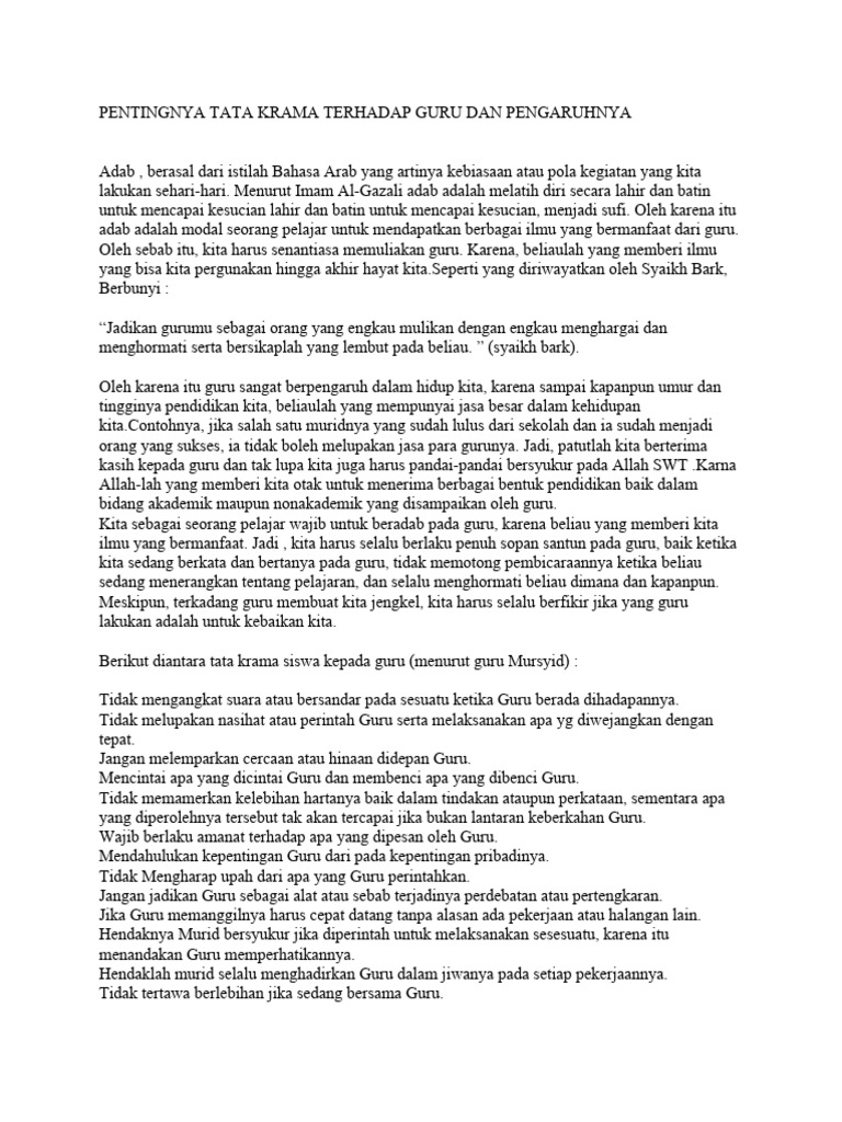 Pentingnya Tata Krama | PDF