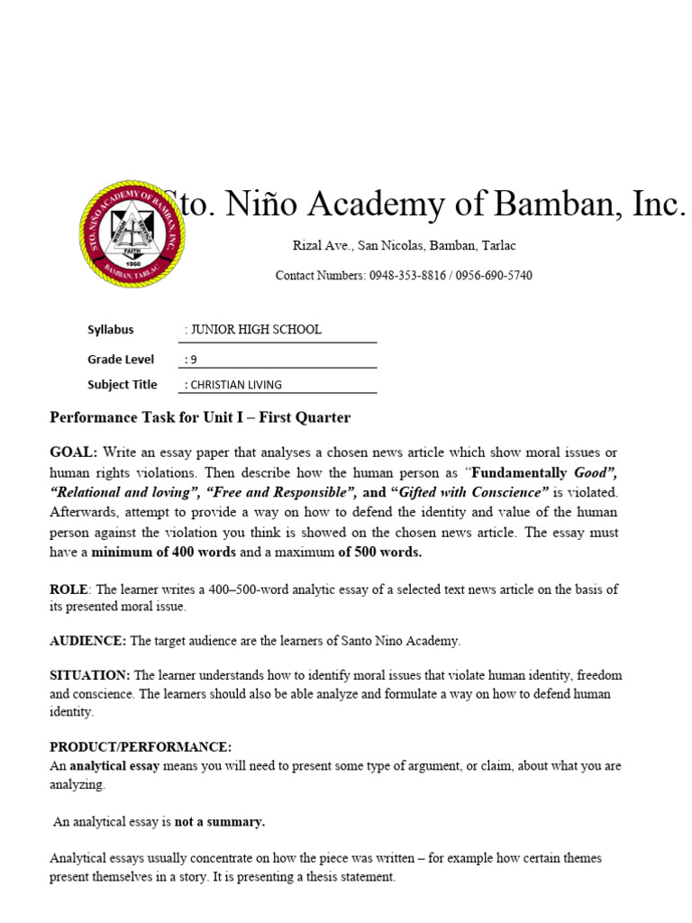 GRADE 9 CLE PERFORMANCE TASK and Rubrics For Essay and Reflection Papers | PDF | Essays | Grammar