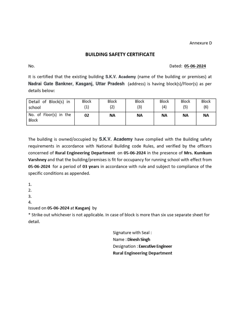 CBSE Annexure D | PDF