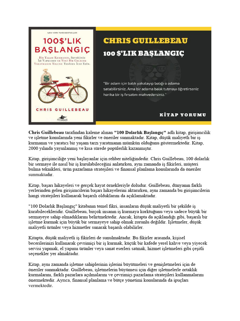 Chris Guillebeau 100 Dolarlik Baslangic | PDF