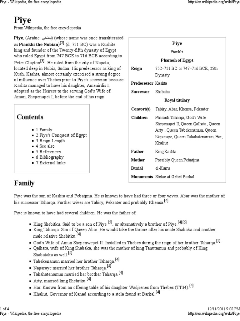 Piye: Kushite Pharaoh of Egypt | PDF | Ancient Peoples | 1st Millennium Bc