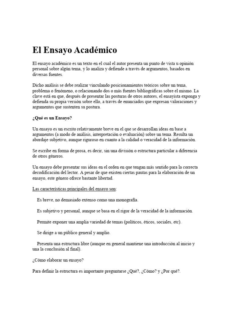 Ensayo Académico | PDF | Ensayos | Verdad