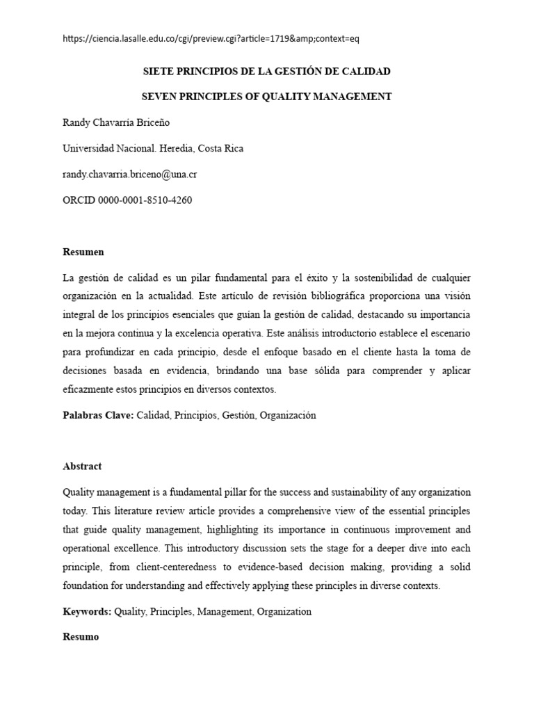 SIETE PRINCIPIOS DE LA GESTIÓN DE CALIDAD | Descargar gratis PDF | Calidad (comercial) | Sistema ...