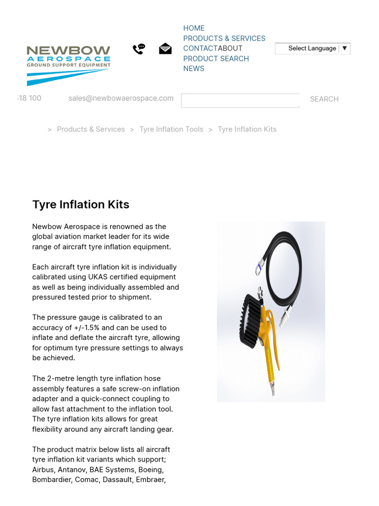 Aircraft Tyre Inflation Kits Overview | PDF | Aerospace | Tire