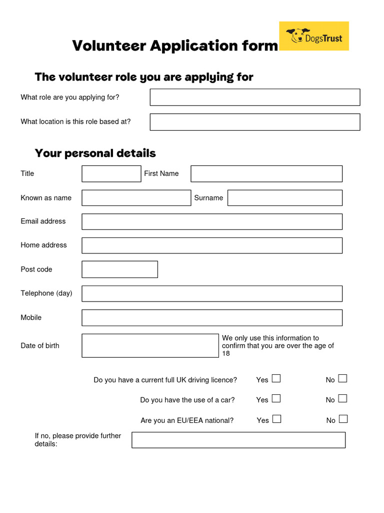 Retail Volunteer Application | PDF | Wellness