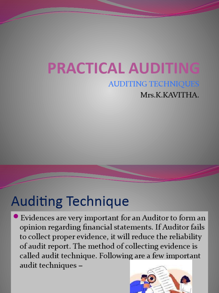 Auditing Techniques.K.K | PDF | Financial Audit | Audit