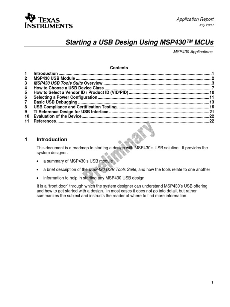Starting A USB Design Using MSP430 MCUs | PDF | Usb | Device Driver