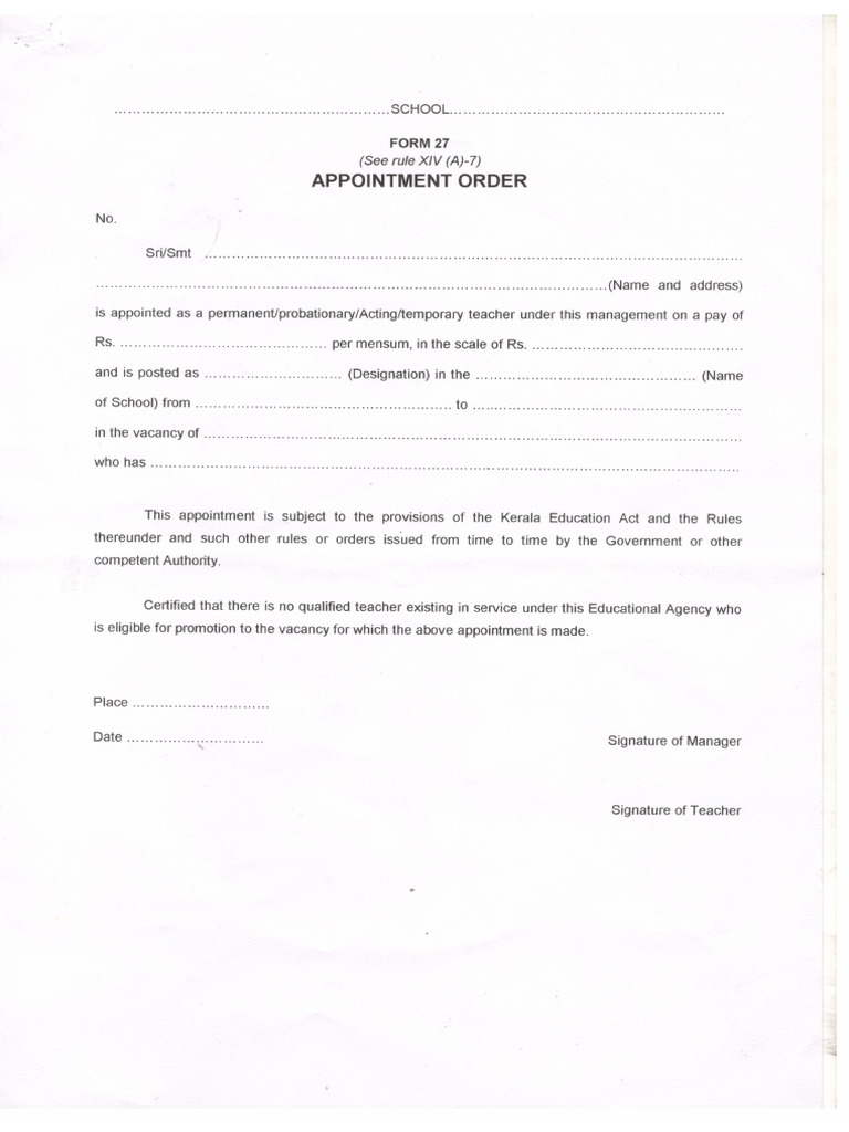 Appointment Order Form27 | PDF