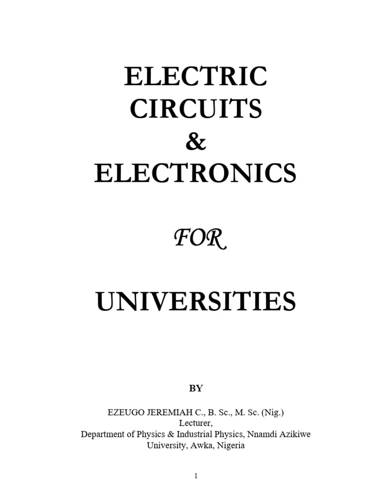 Electric Circuits and Electronics For Un | PDF | Amplitude | Electrical Resistivity And Conductivity