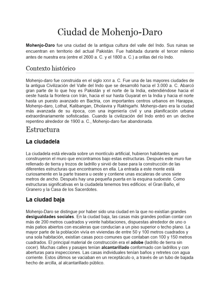 Ciudad de Mohenjo-Daro | PDF | Arte