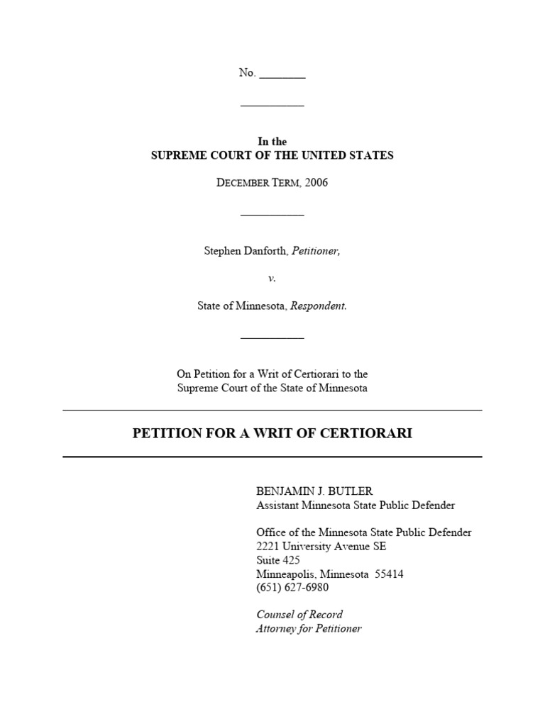 Petition For A Writ of Certiorari | PDF | Supreme Court Of The United ...