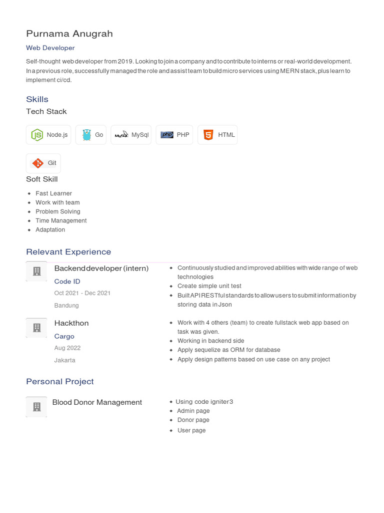 Web Developer Portfolio: Skills & Projects | PDF