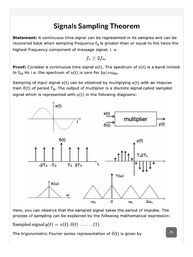 Signal Sampling Theurom | PDF