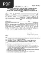 Obc Application Form | PDF