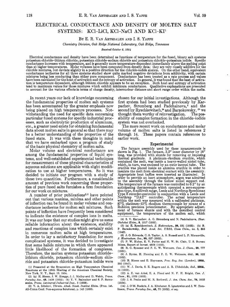 Density and Conductance of LiCl Mixtures | PDF | Potassium Chloride ...