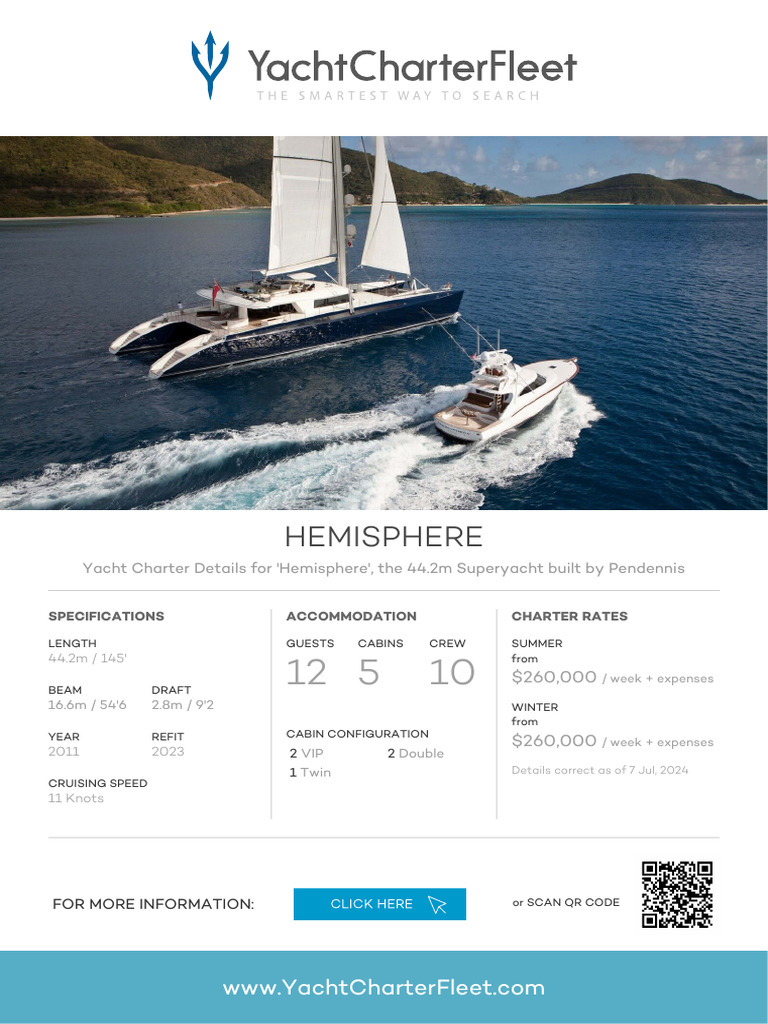Hemisphere Yacht Charter Printable | PDF | Yacht | Ships