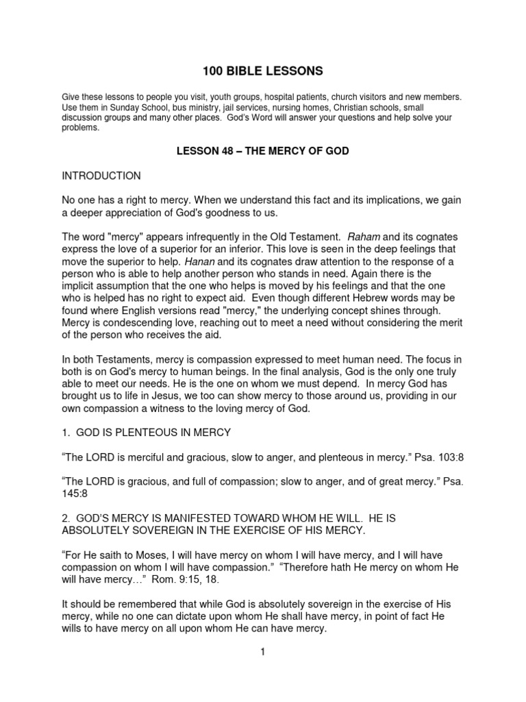 Lesson 48: The Mercy of God | PDF | Mercy | Love