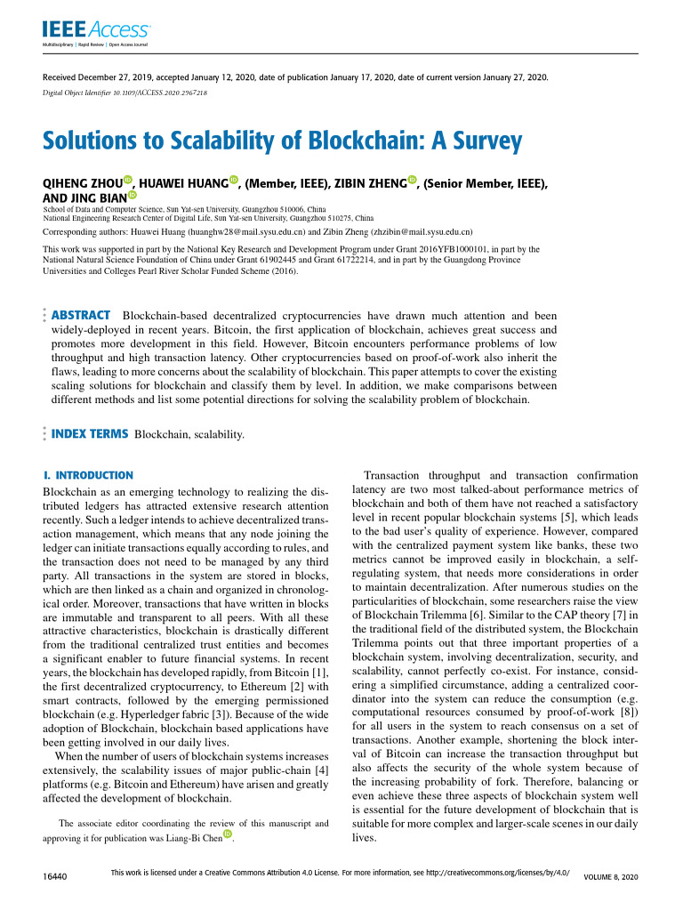 Solutions To Scalability of Blockchain A Survey | PDF | Scalability | Cryptocurrency