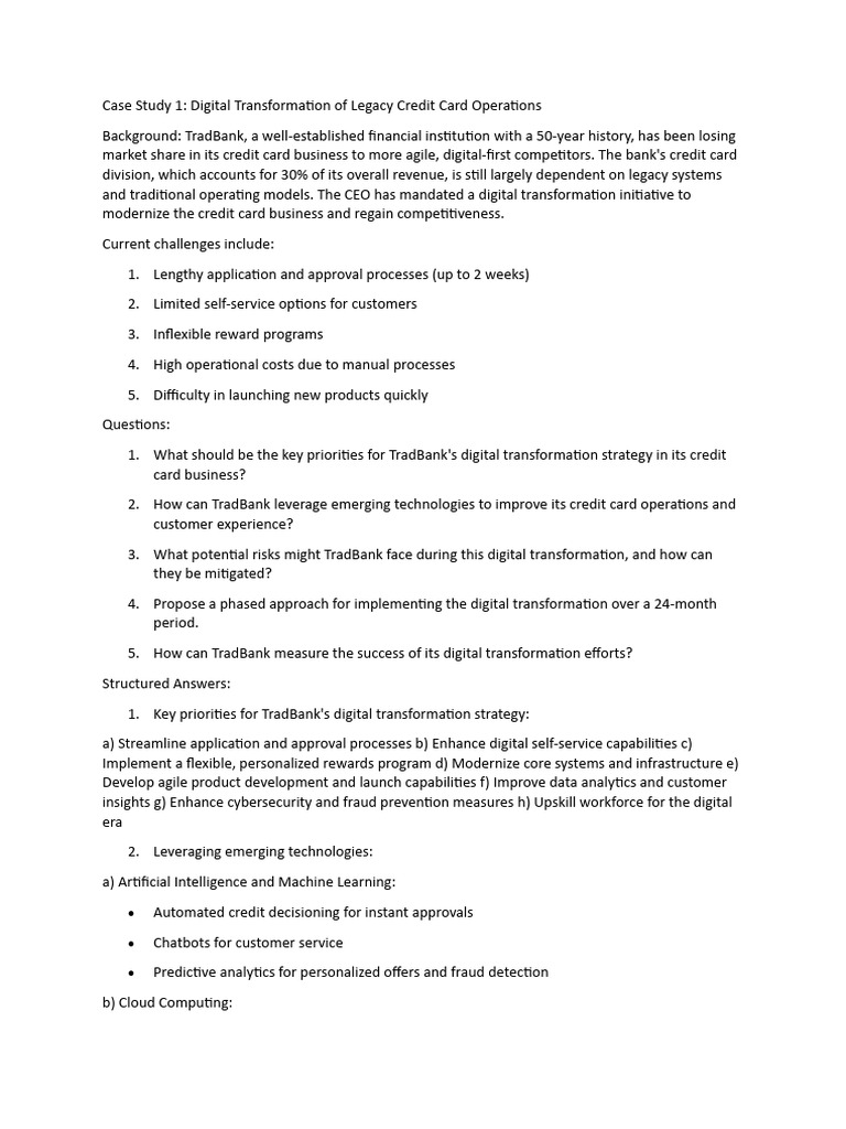 Digital Transformation in Credit Cards | PDF | Cloud Computing ...