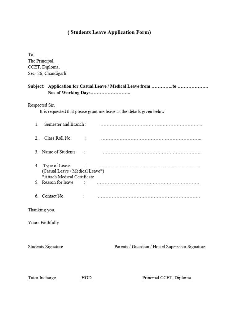 Leave Performa For Students | PDF