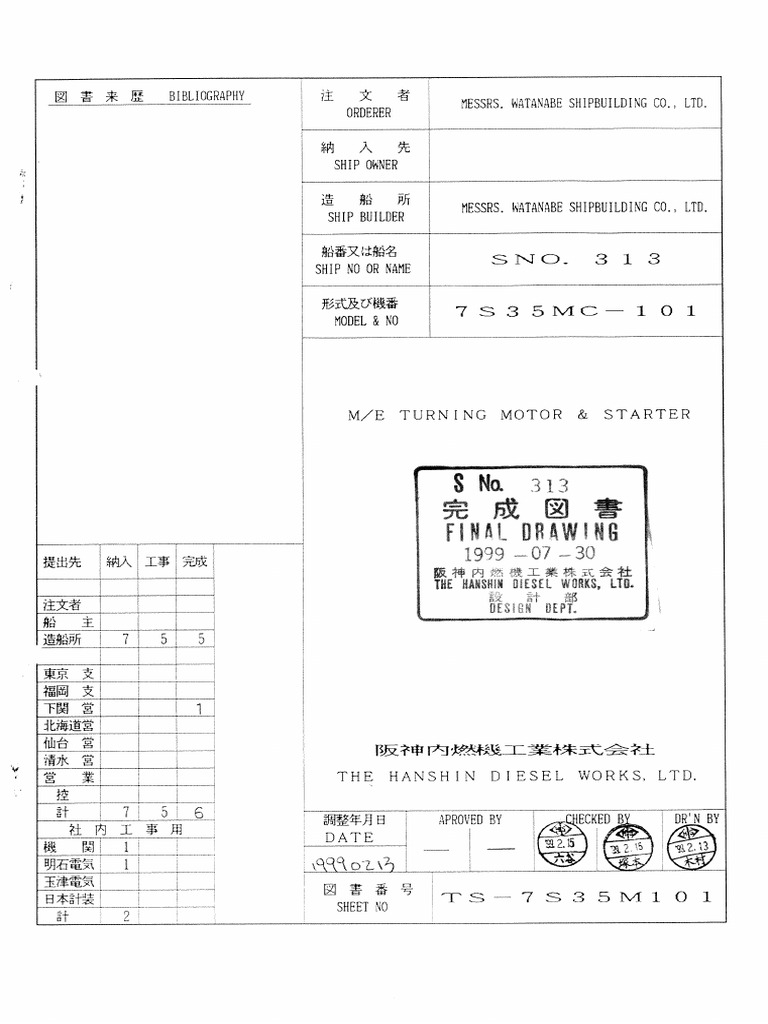 Main Engine Turning Gear Motor and Starter | PDF