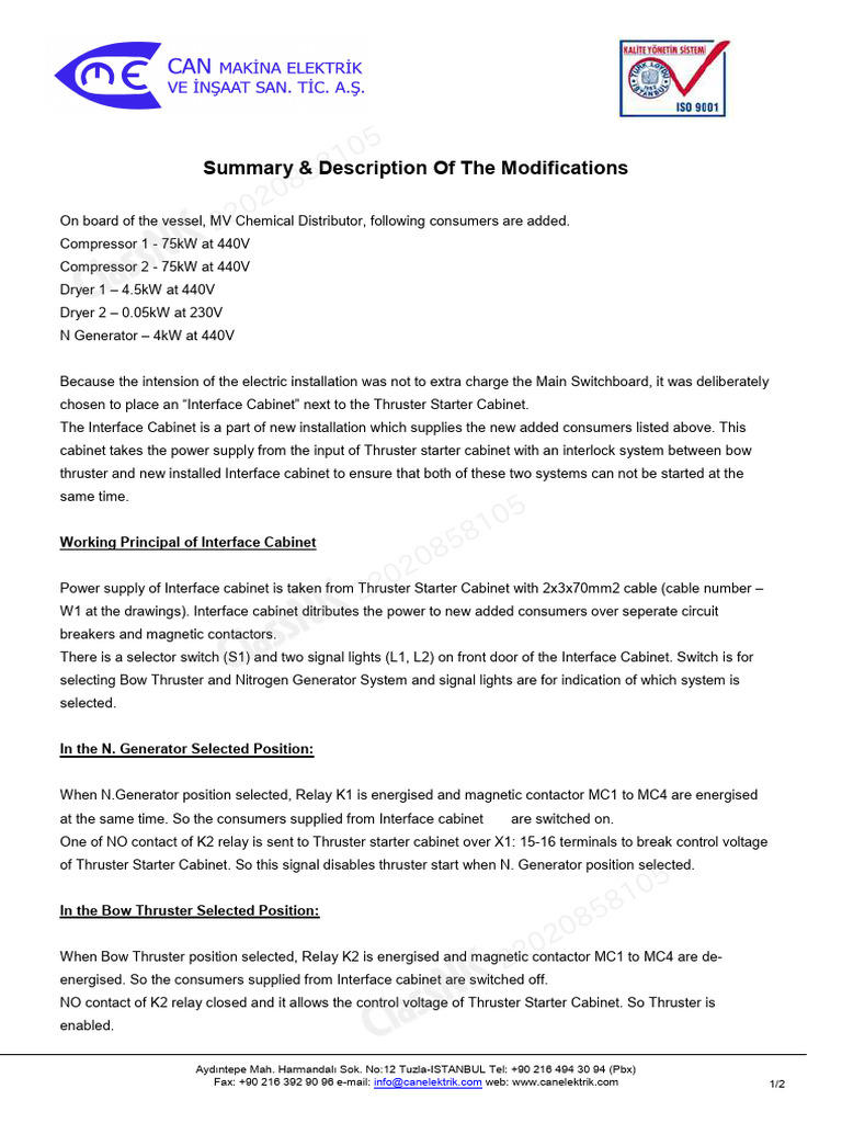 Interface Cabinet Modifications Overview | PDF | Relay | Power Supply