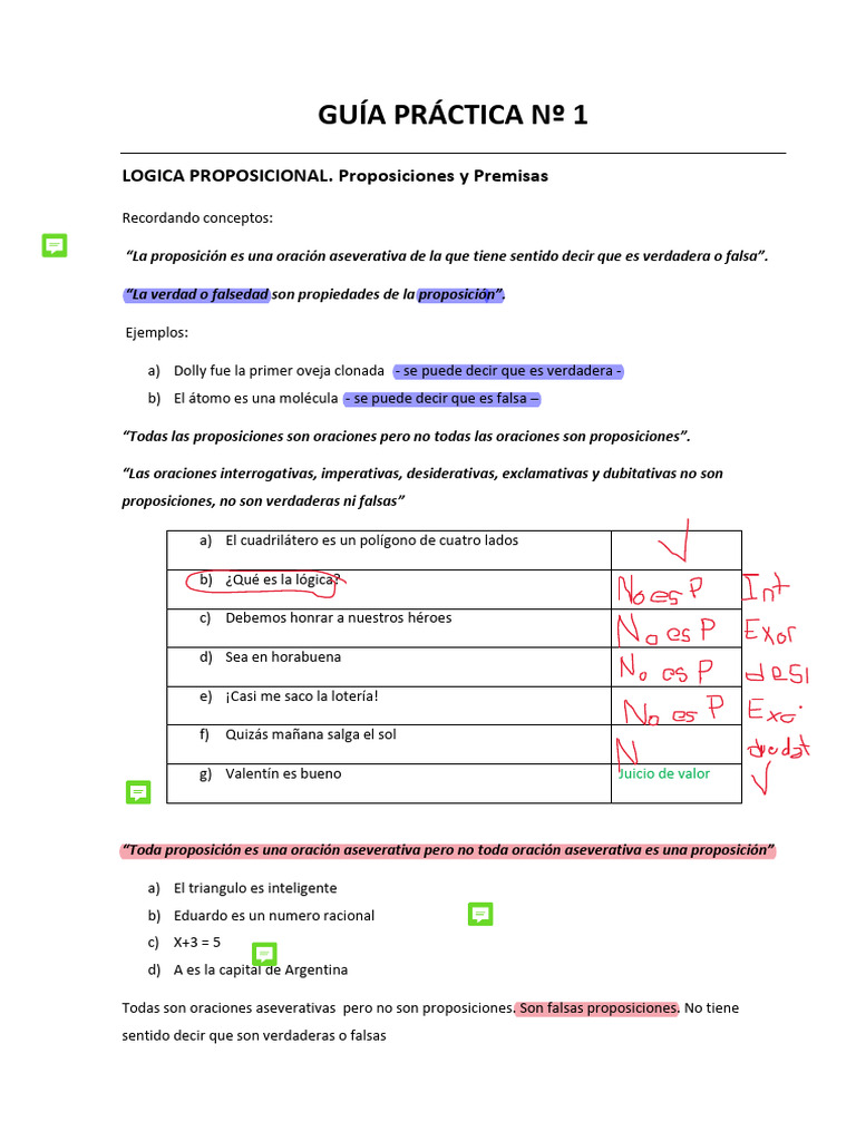 Guía Práctica #1 | PDF | Proposición | Lógica