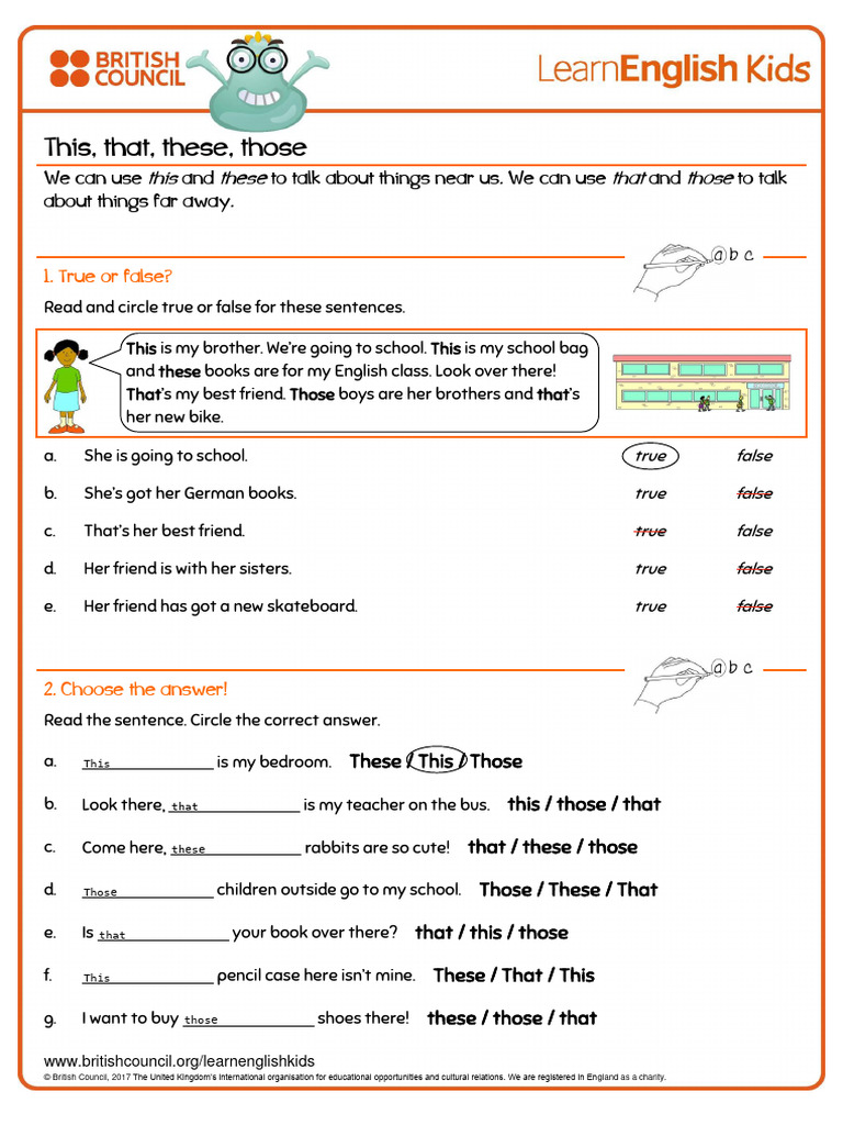 Grammar Practice This That These Those Worksheet | PDF | Language Arts ...