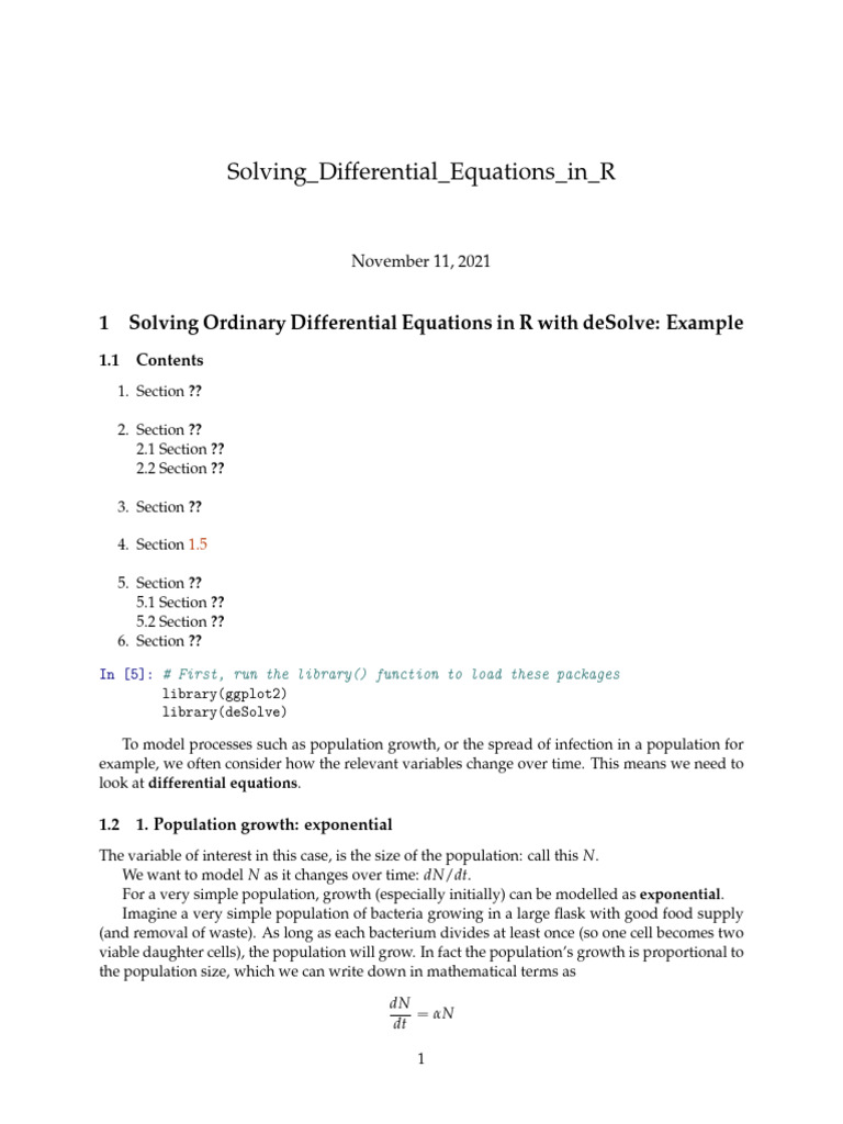 Solving ODEs in R with deSolve | PDF | Ordinary Differential Equation ...