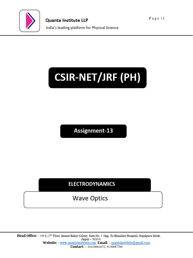 Assignment A-13 | PDF | Polarization (Waves) | Waves