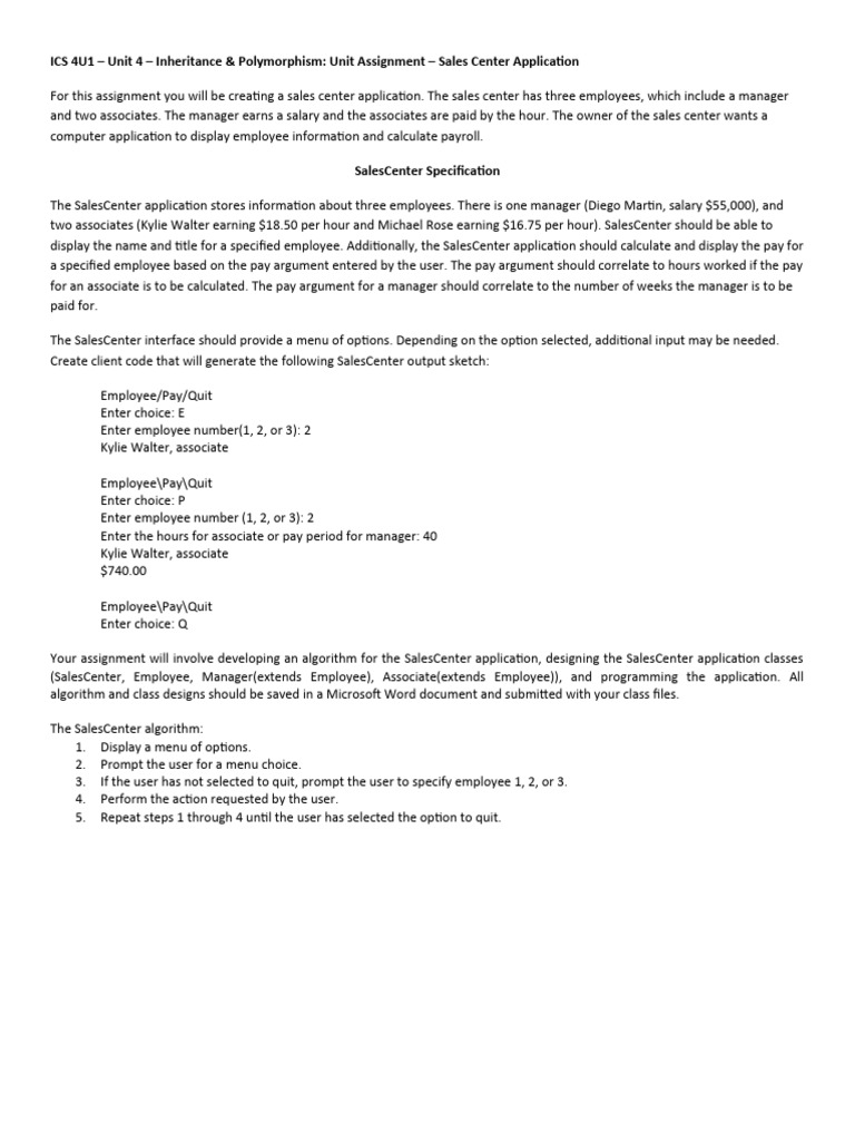 3.5.0 Inheritance and Polymorphism Unit Assignment | PDF | Computer Program | Programming