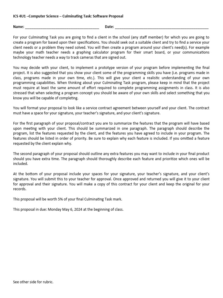 1.1 Culminating Task - Proposal Outline | PDF | Grammar | Computer ...