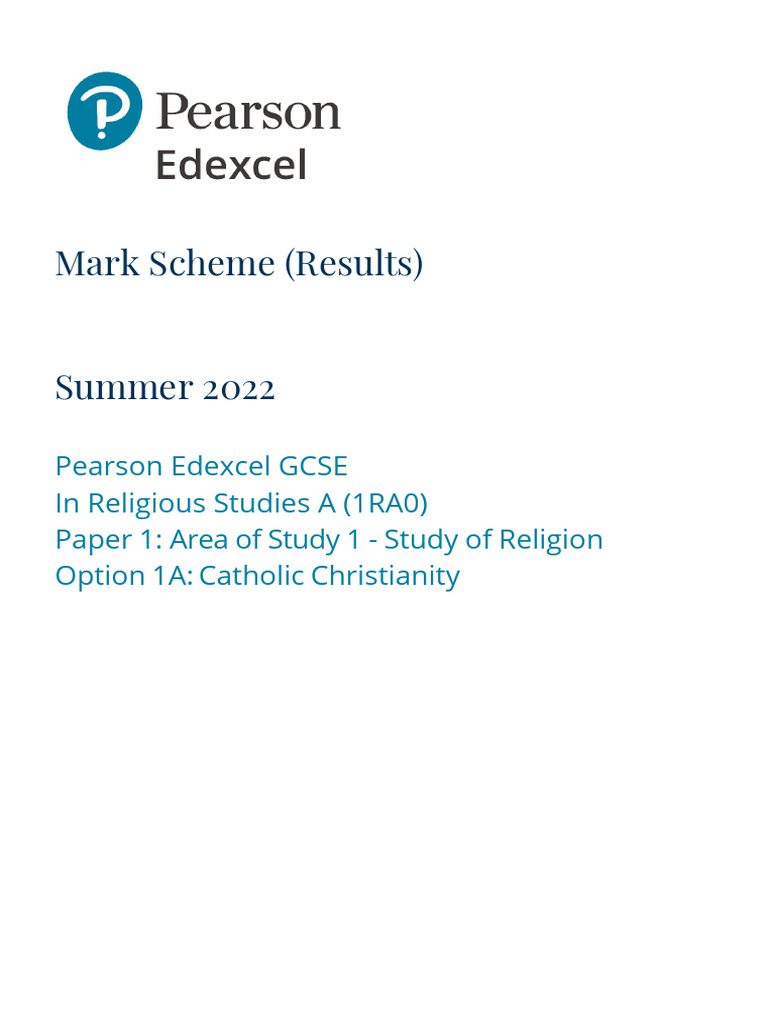 Paper 1a Edexcel Gcse Religious Studies A Ms June 2022 | PDF | God ...