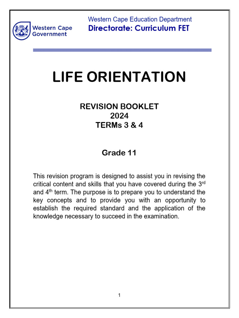 Grade 11 Life Orientation Revision 2024 | PDF | Behavior | Knowledge