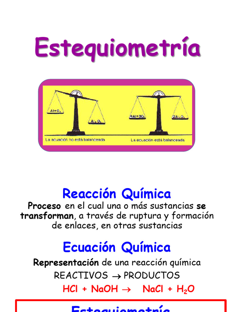 5) Quiminor Estequiometría | PDF | Estequiometría | Reacciones químicas