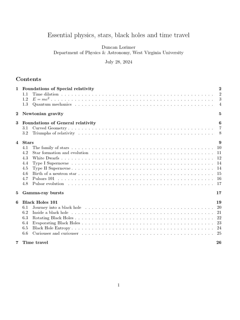 Essential Physics, Stars, Black Holes and Time Travel | PDF ...