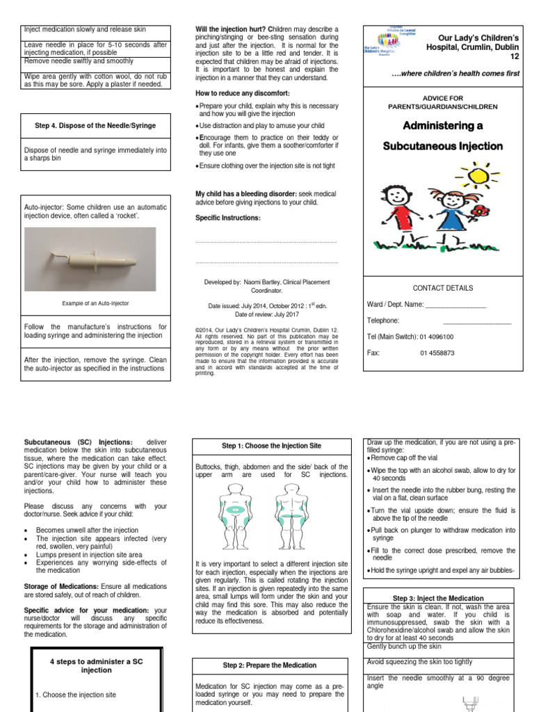 Sub Cutaneous Injection Administration | PDF | Injection (Medicine ...