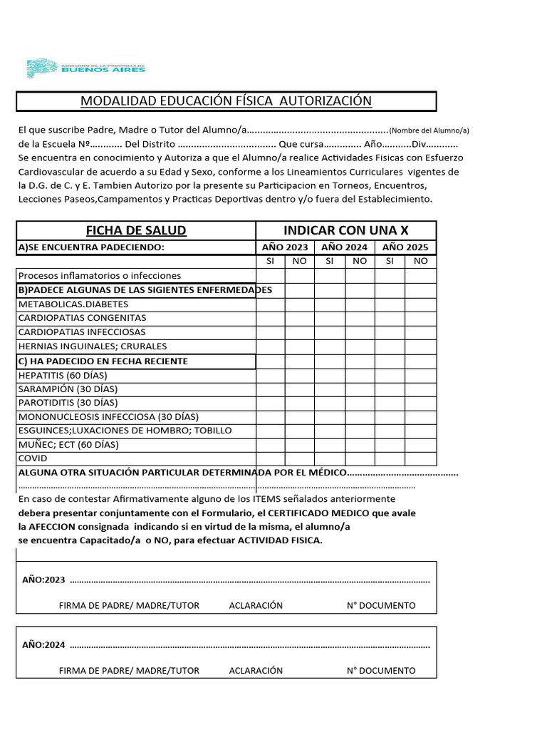 FICHA DE SALUD EF | PDF