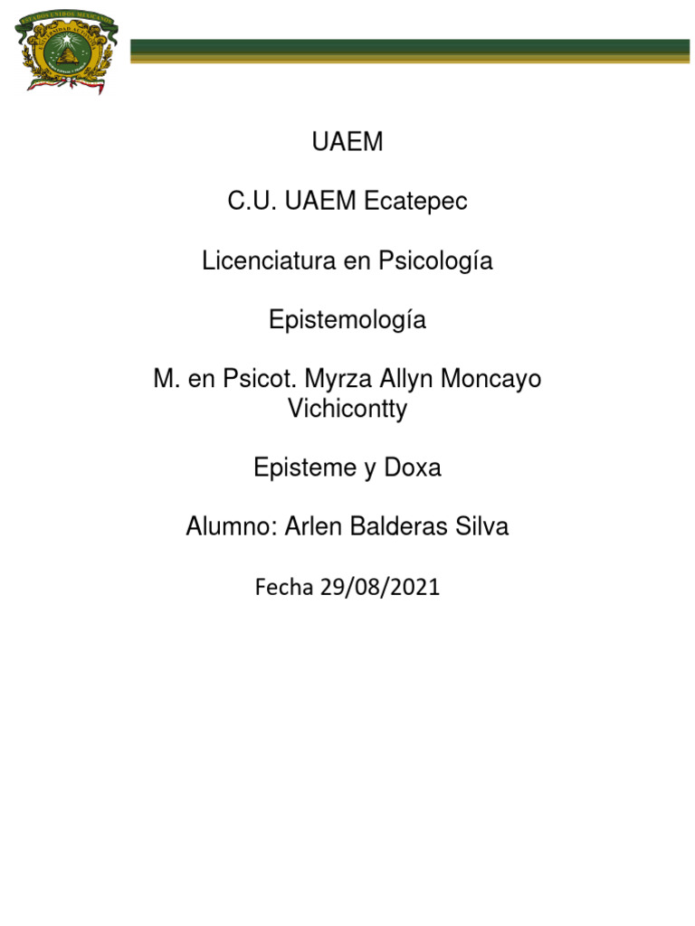 Episteme y Doxa | PDF | Platón | Conocimiento