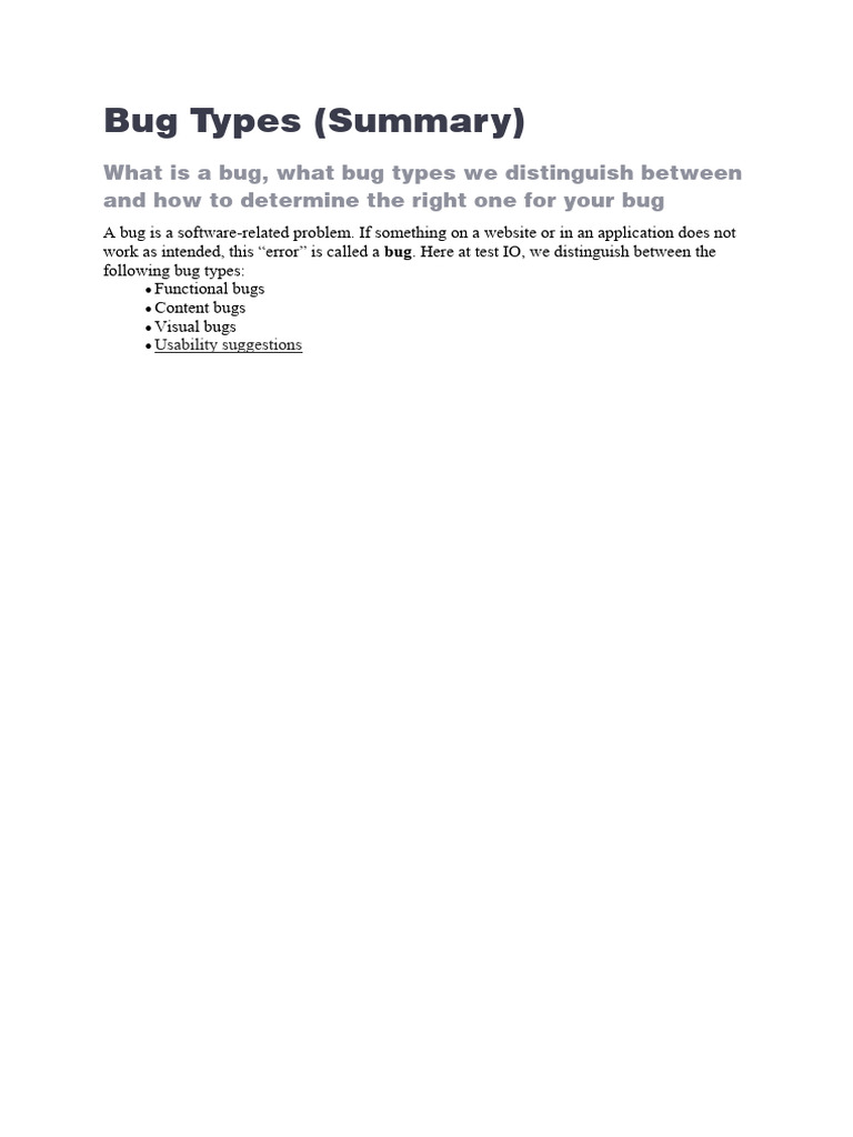 Bug Types | PDF