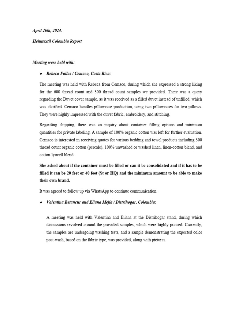 Heimtextil Colombia Report | PDF | Textiles | Cotton