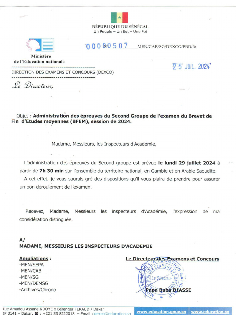 Bfem 2024 Second Groupe | PDF