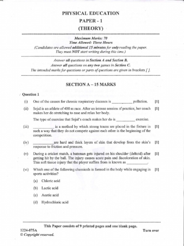 875A - PHYSICAL EDUCATION PAPER 1 | PDF