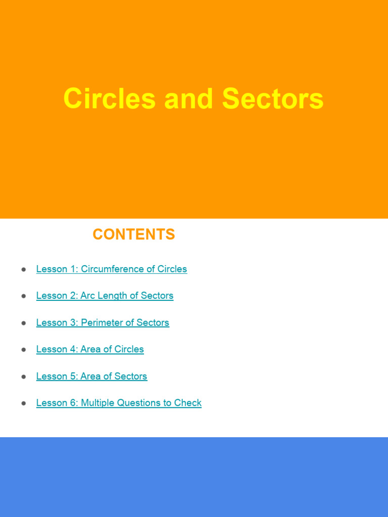 1 Circles And Sectors Pdf Area Circle