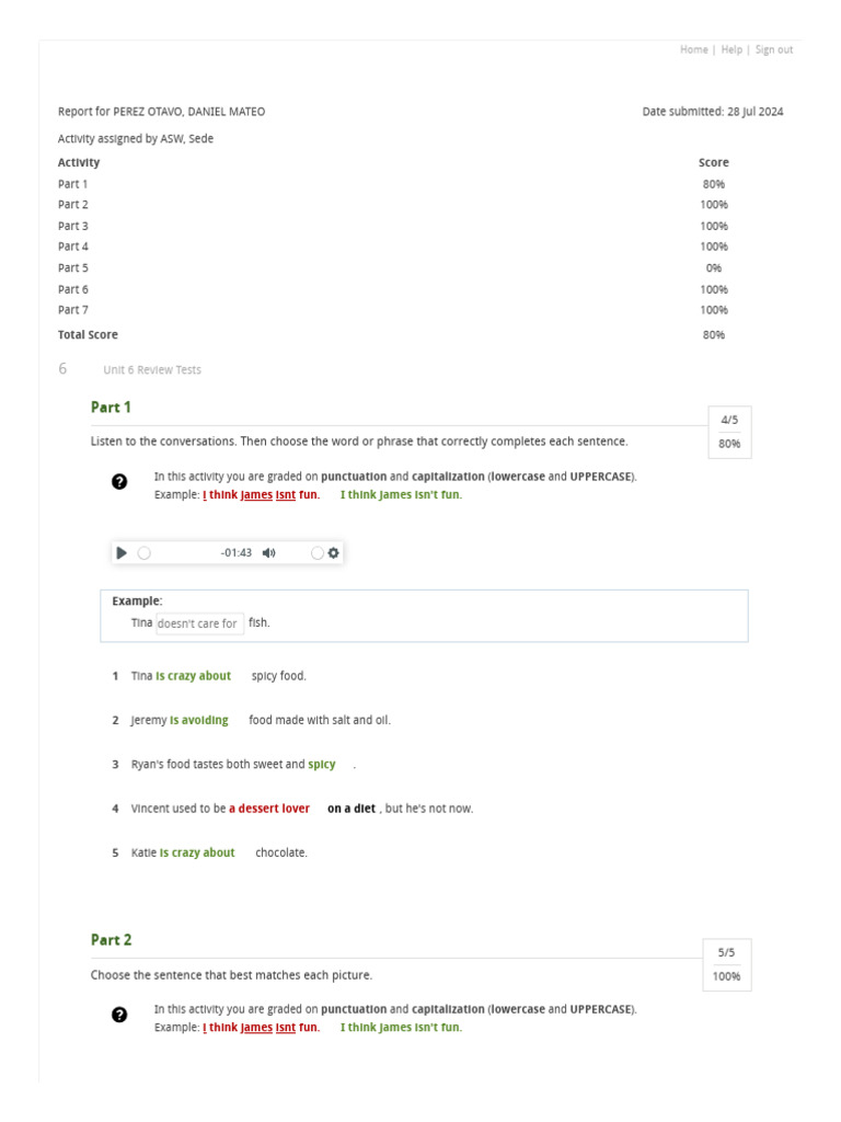 Unit 6 Review Test Results | PDF | Cuisine | Foods