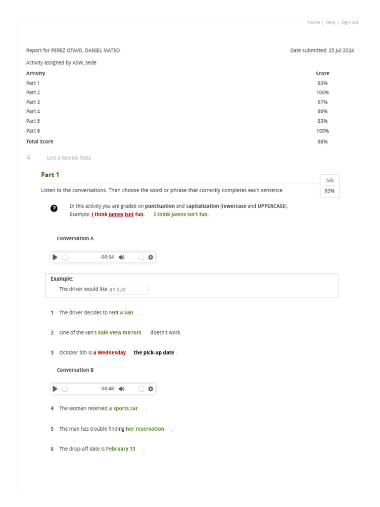 Unit 4 Review Test Results | PDF | Letter Case | Linguistics