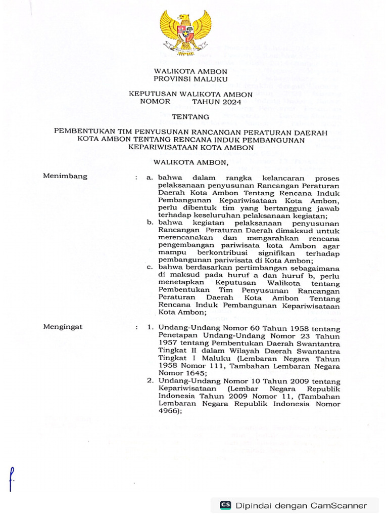 Sk Walkot_tim Penyusun Perda | PDF