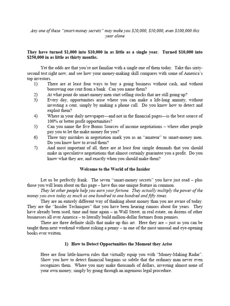 Unlocking Smart Money Secrets | PDF | Investing | Money