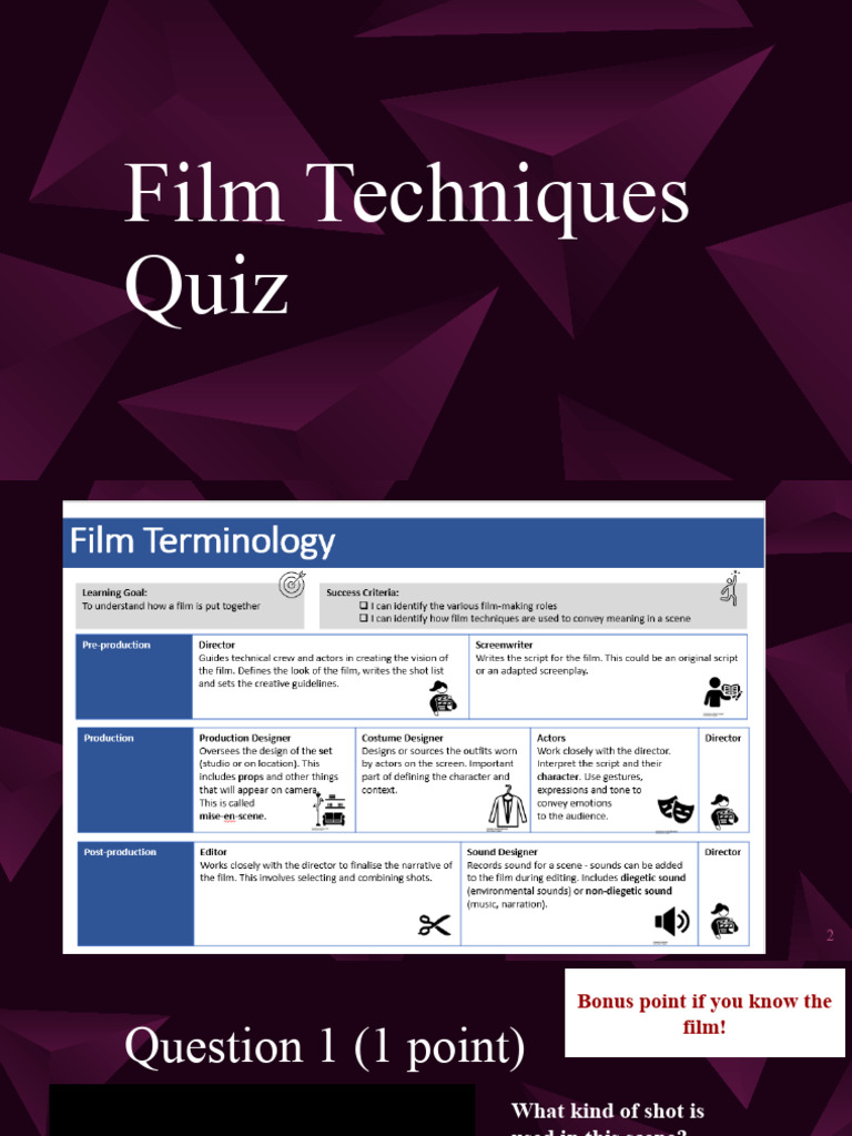 Film Techniques Quiz and Analysis | PDF